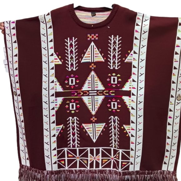 Jackets & Coats | Mexican Ponchogabanjorongosweater Aztec Patern Dark ...